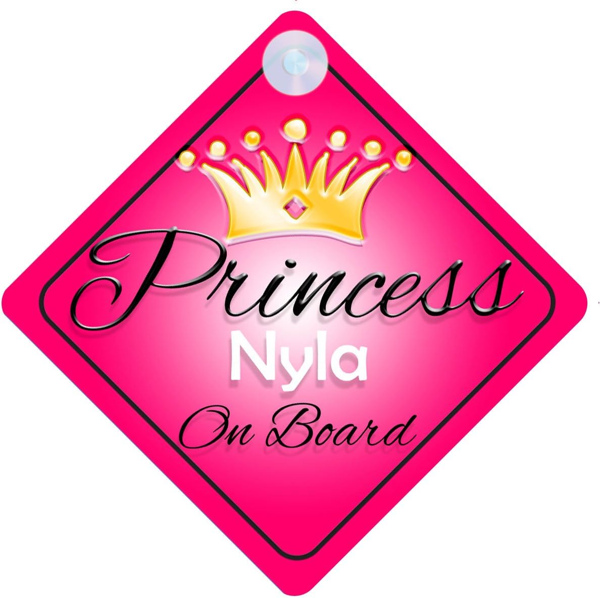 Amazon.com: Princess Nyla On Board Personalised Girl Car Sign Baby ...