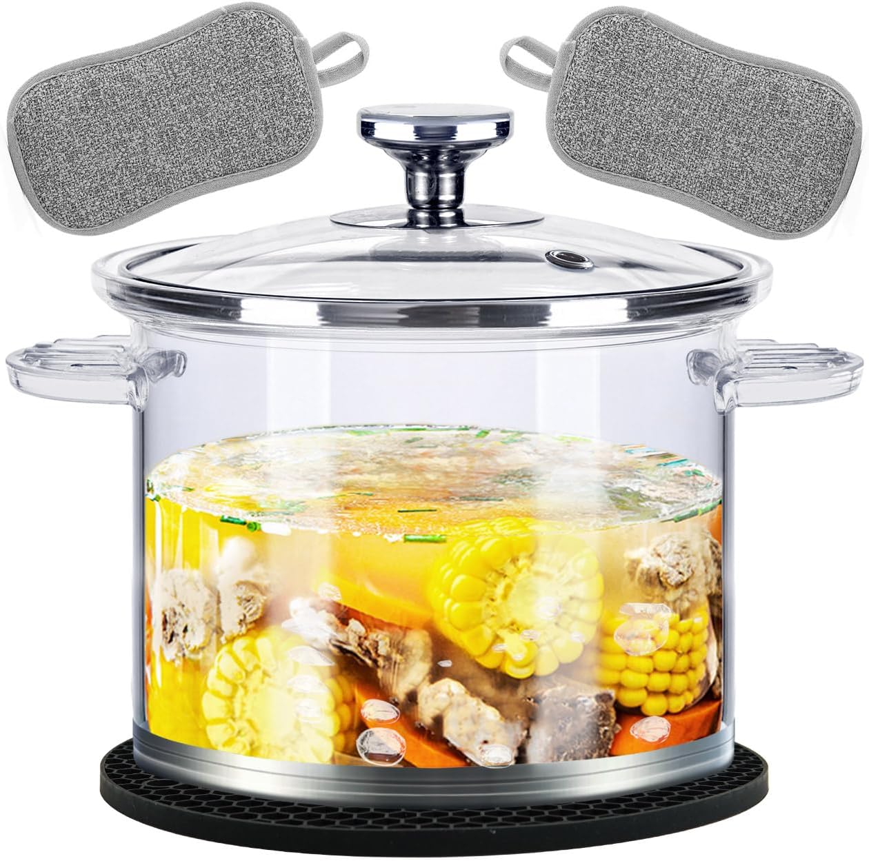 Amazon.com: LIMOEASY 4.5 Quart Clear Pots for Cooking (2nd Gen), Heat ...