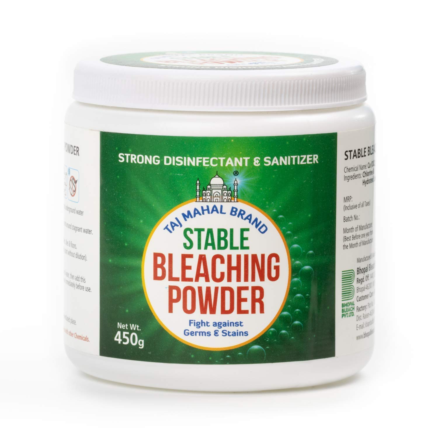 TAJ MAHAL BRAND White Bleaching Powder 450gm Disinfectant Helps Remove ...