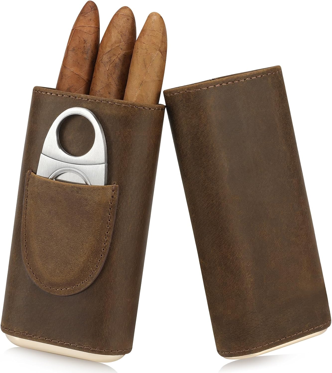 Amazon.com: Ringsun Genuine Leather Cigar Traveling Cases - 3 Finger ...