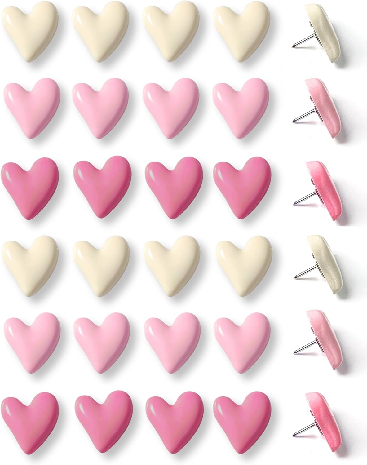 Amazon.com: 30 pcs - Heart Decorative Push Pins, Pink Cute Push Pins ...