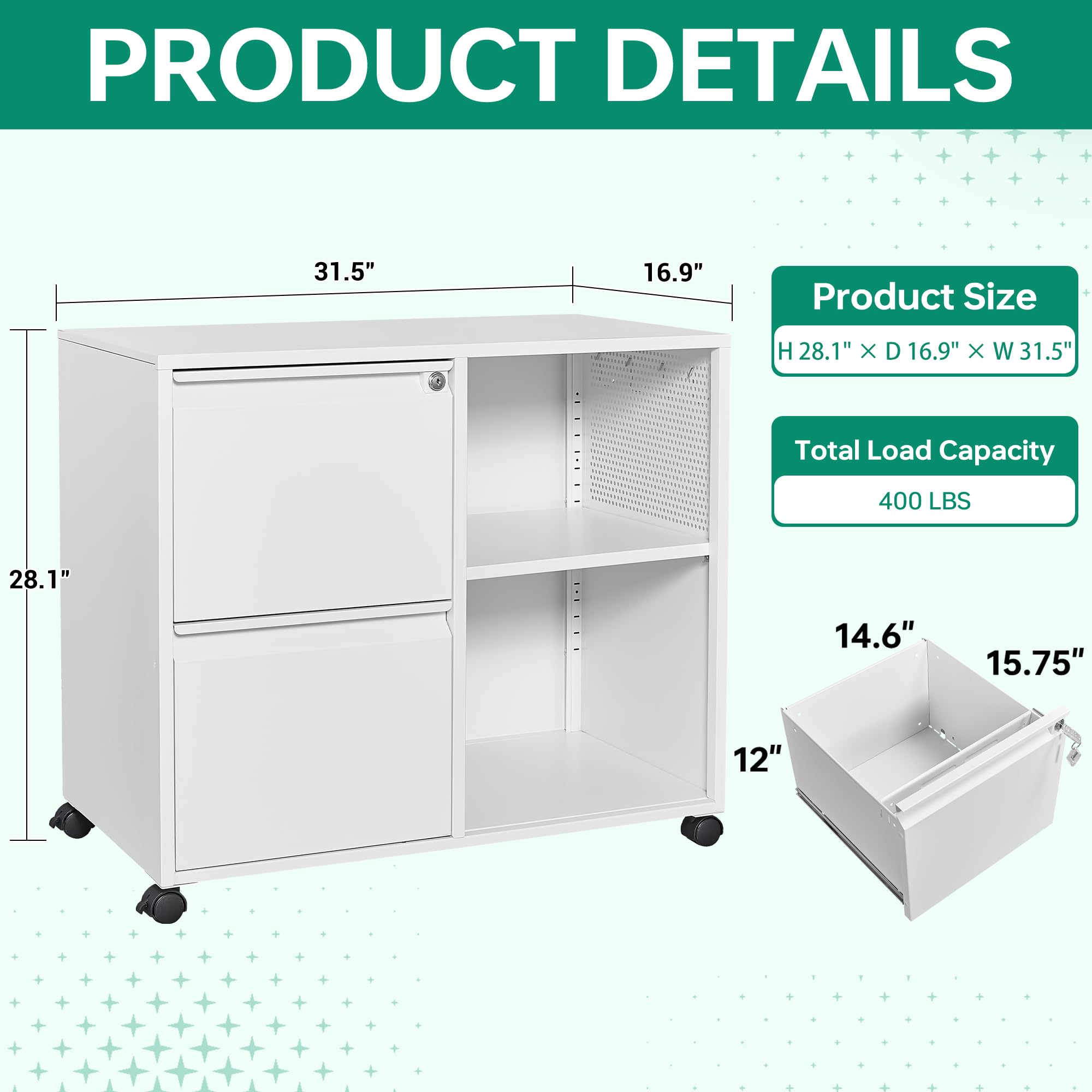 Snapklik.com : Letaya Mobile File Cabinet, Metal Lateral Rolling ...