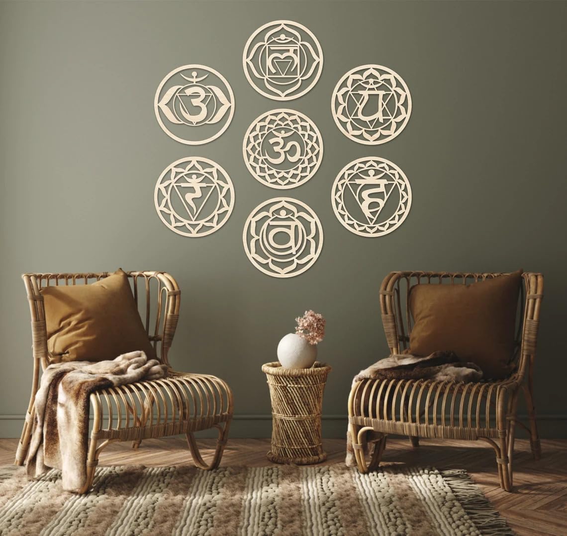 American Set of 7 Chakra Wooden Wall Decor, Chakra Wall Art, Chakra ...