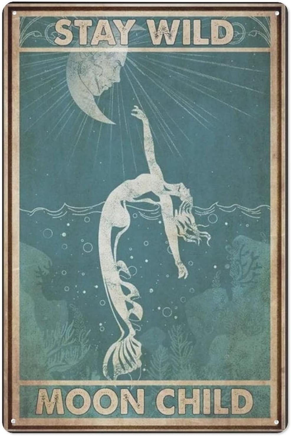 Amazon.com: Vintage Tin Sign Art Funny Mermaid Metal Poster Mermaid ...