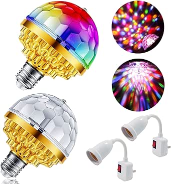 2 Pack Colorful Magic Rotating Ball Light, LED Plug in Disco Ball Light ...