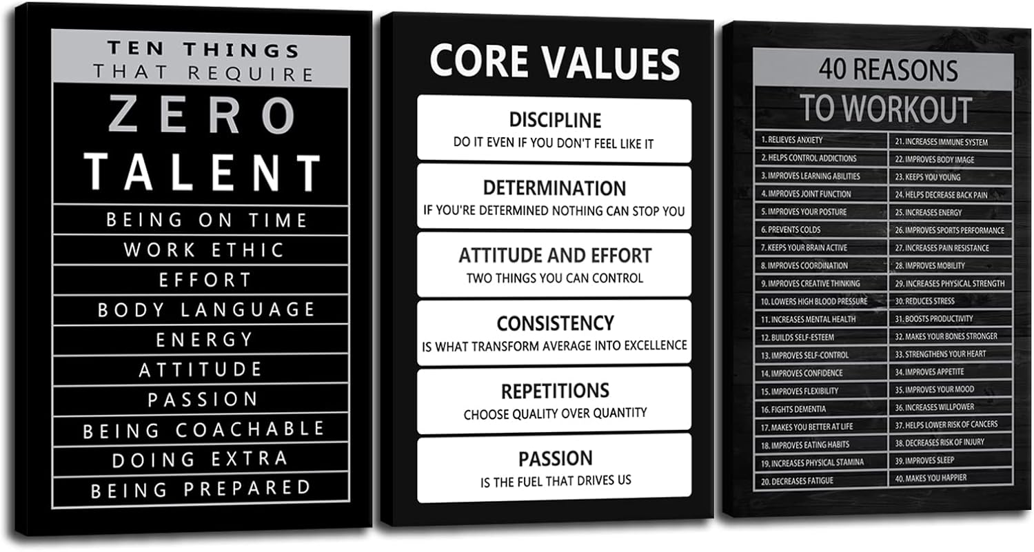Amazon.com: Core Values Motivational Canvas Office Print Wall Art ...