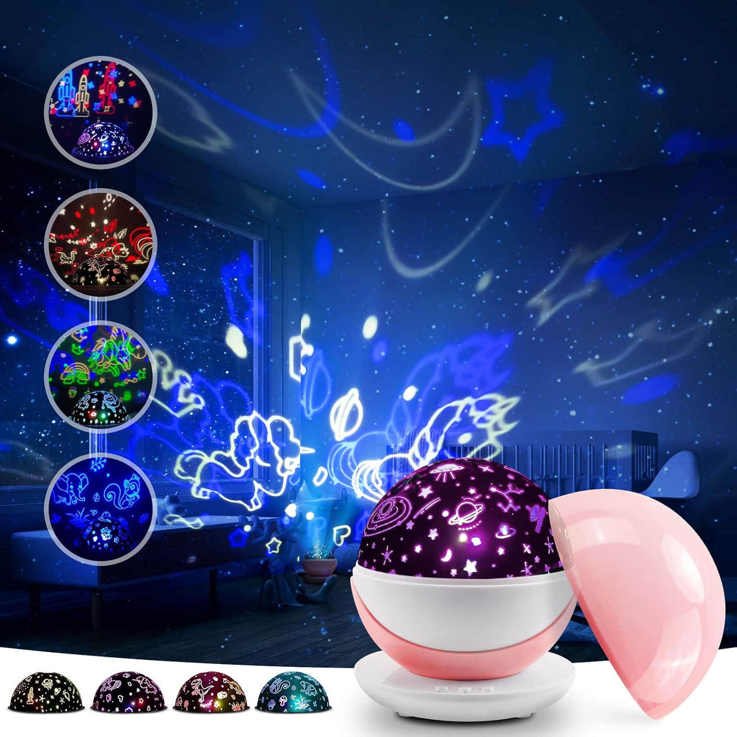 MOERAE Lampada Proiettore Stelle Bambini, Luce Notturna Bambini, 360 ...