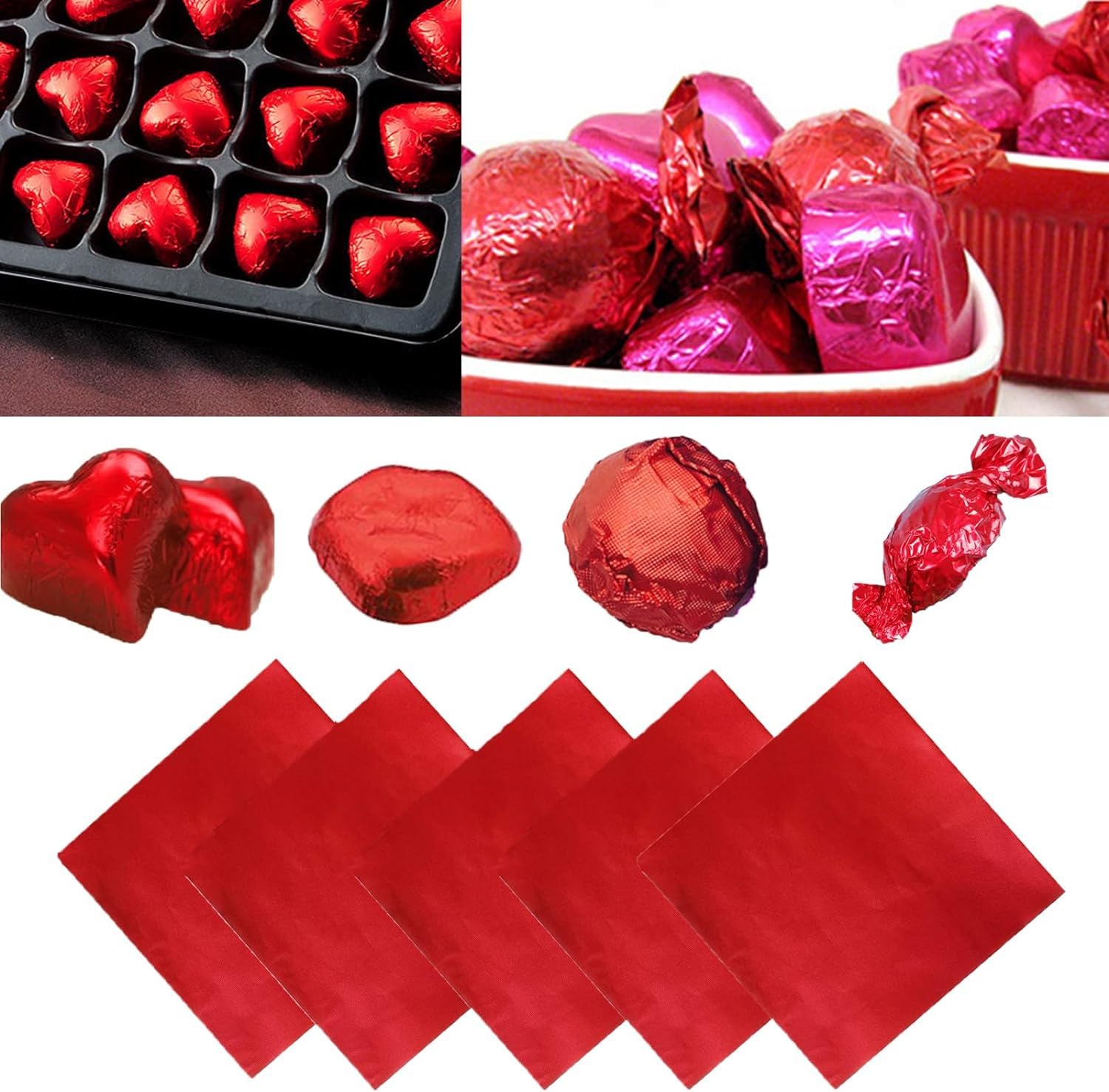 Candy Bar Wrappers, 4x4 Inch Chocolate Bar Wrappers Red Foil Wrapper ...