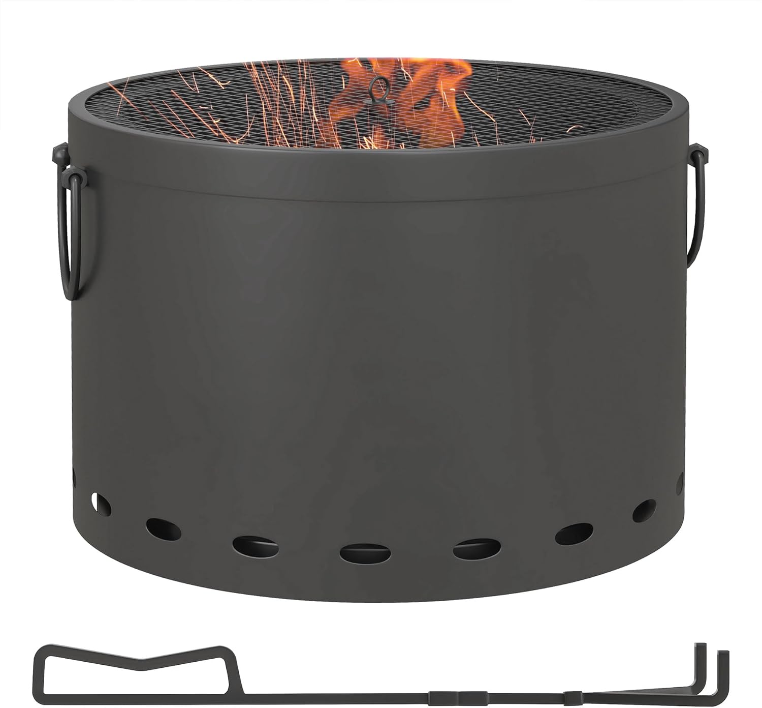 Outsunny Smokeless Fire Pit, 38cm Portable Wood Burning Firepit with ...