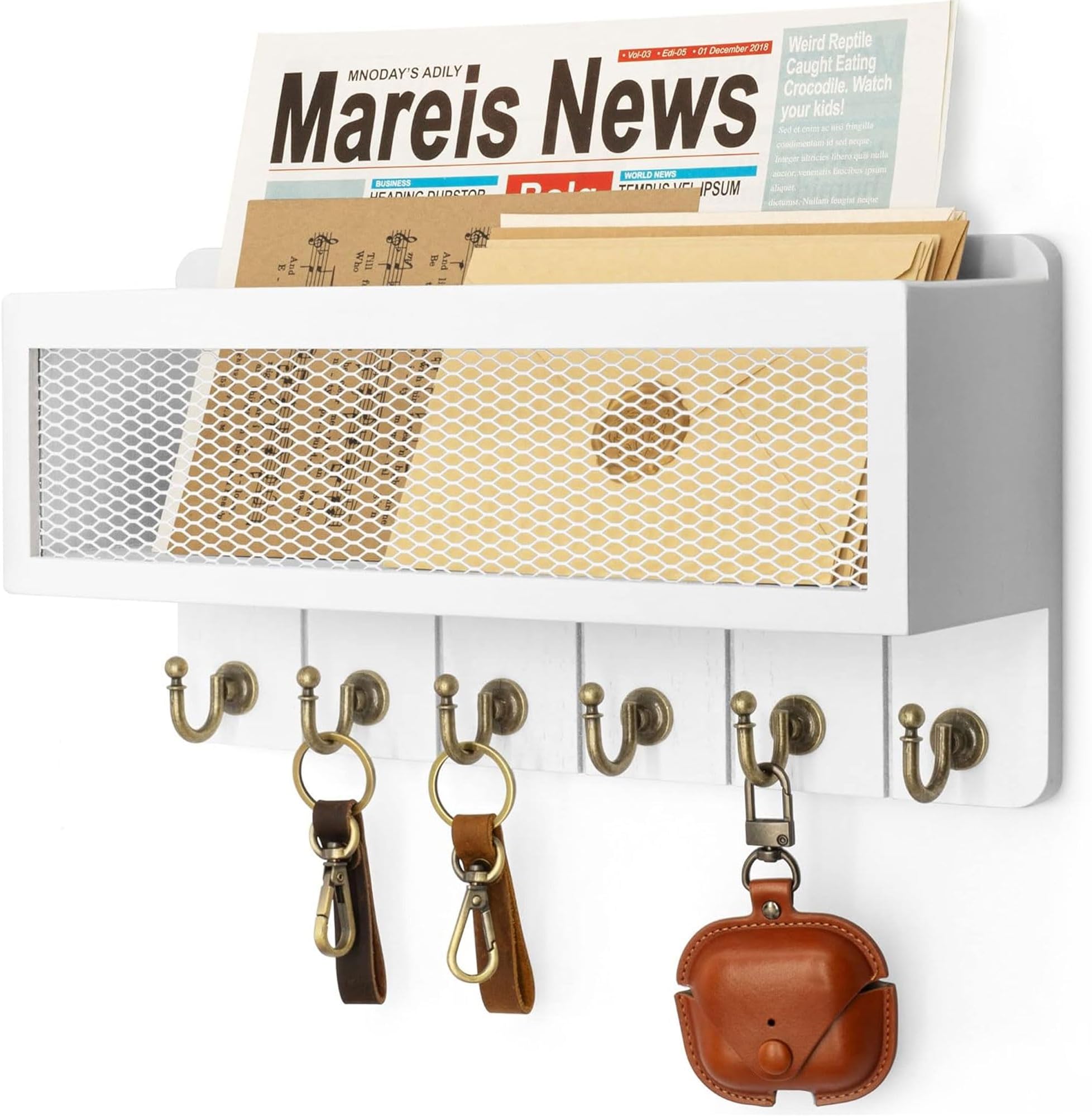 Amazon.com: MoKo Key Holder for Wall, Mail Organizer Wall Mount with 6 ...