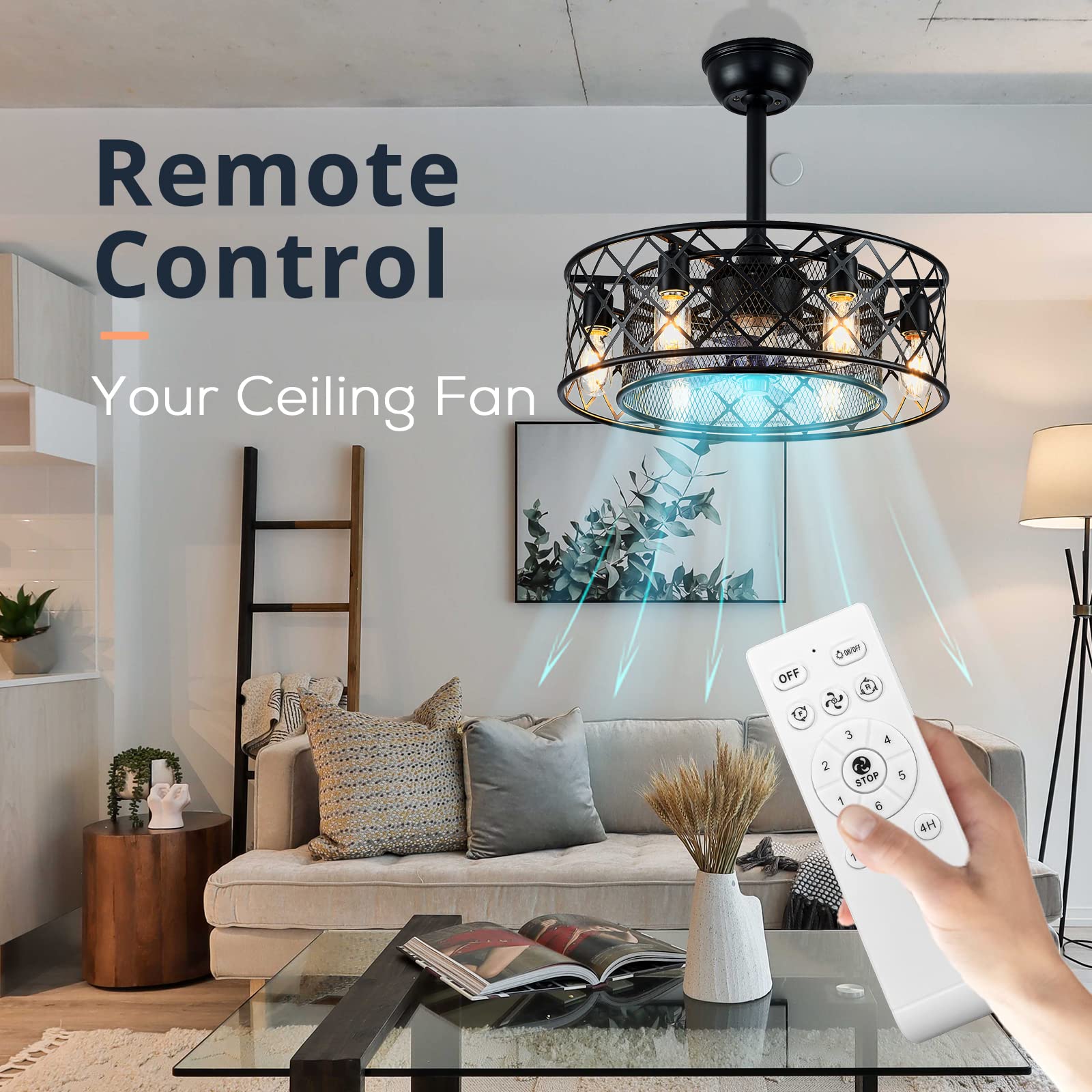 Snapklik.com : STERREN 20 Inch Caged Ceiling Fan