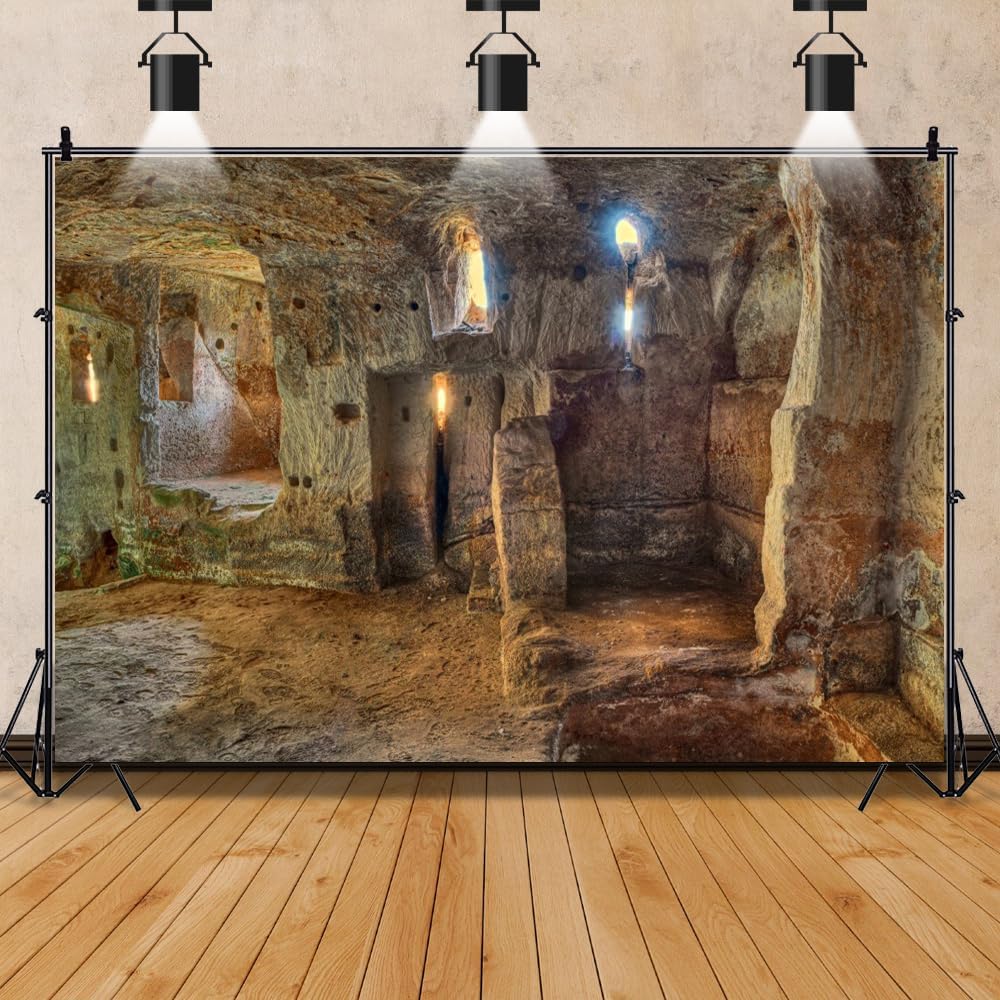 Amazon.com : Leowefowa 5x3ft Vinyl Vintage Cave Backdrop Stone Castle ...