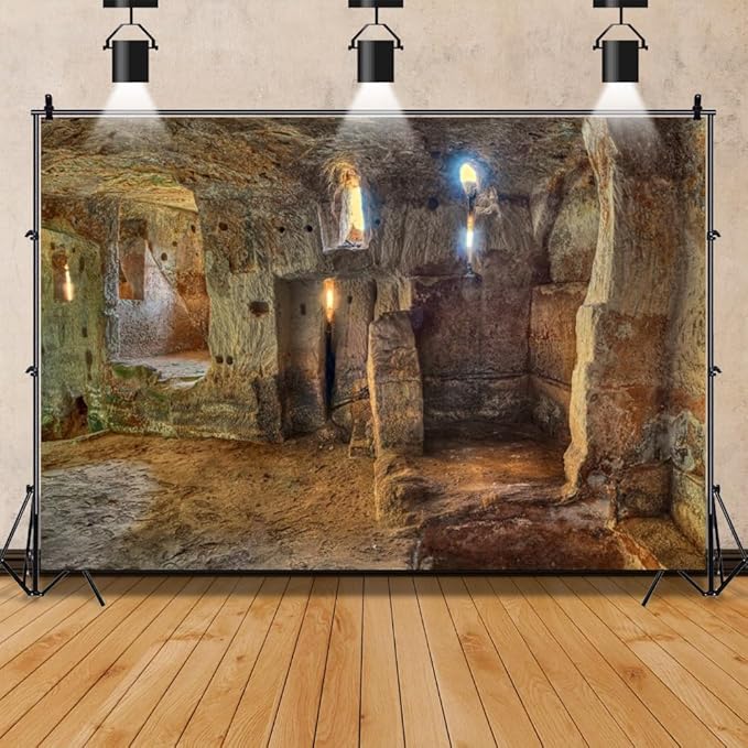 Amazon.com : Leowefowa 5x3ft Vinyl Vintage Cave Backdrop Stone Castle ...