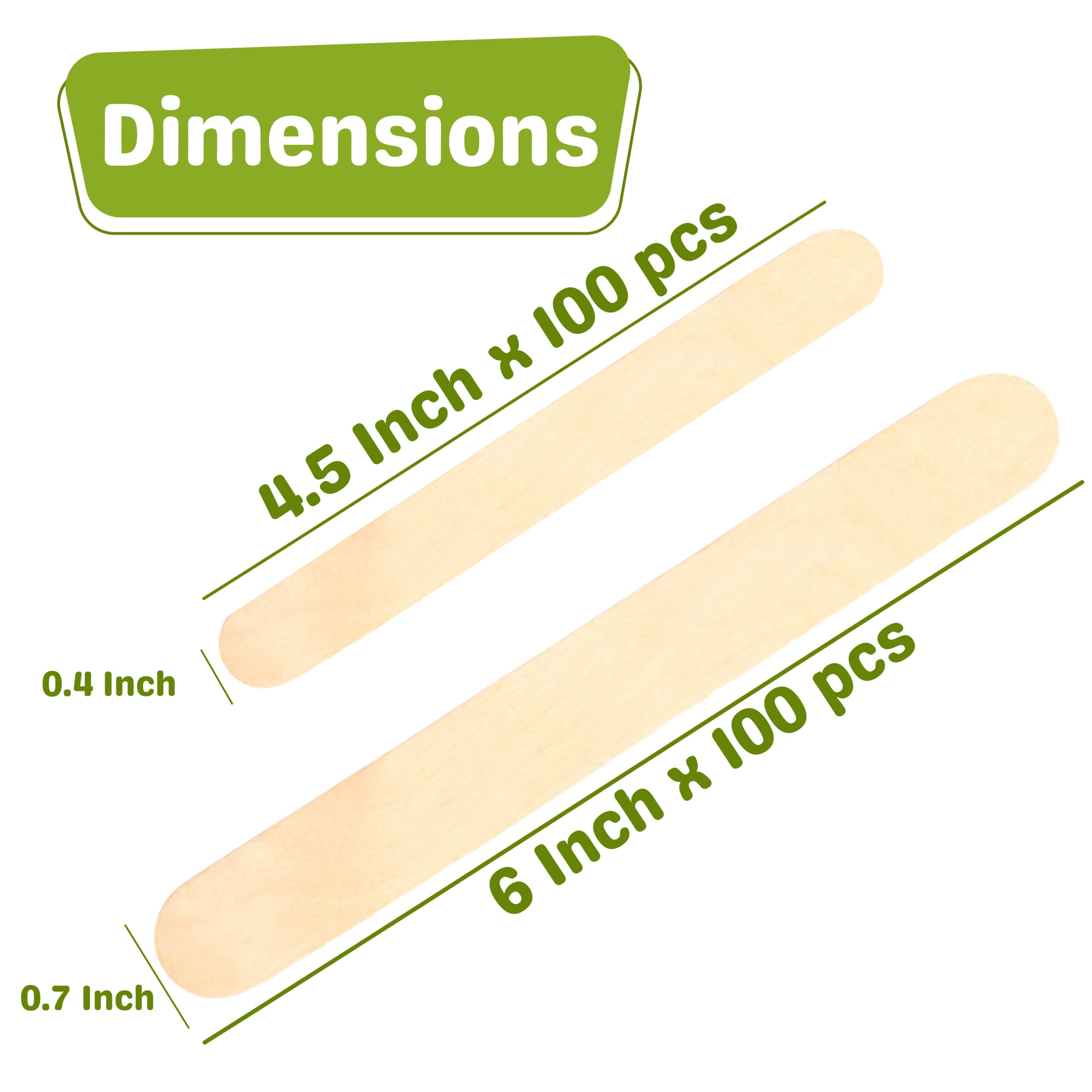 Styllofy [200 PCS] Popsicle Sticks for Crafts | 100 (4.5 inch)+100 (6 ...