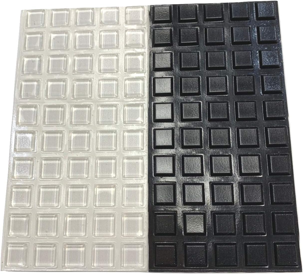 Pack of 100 Square Adhesive Bumper Pads (Clear, Black Combo) - Made in ...