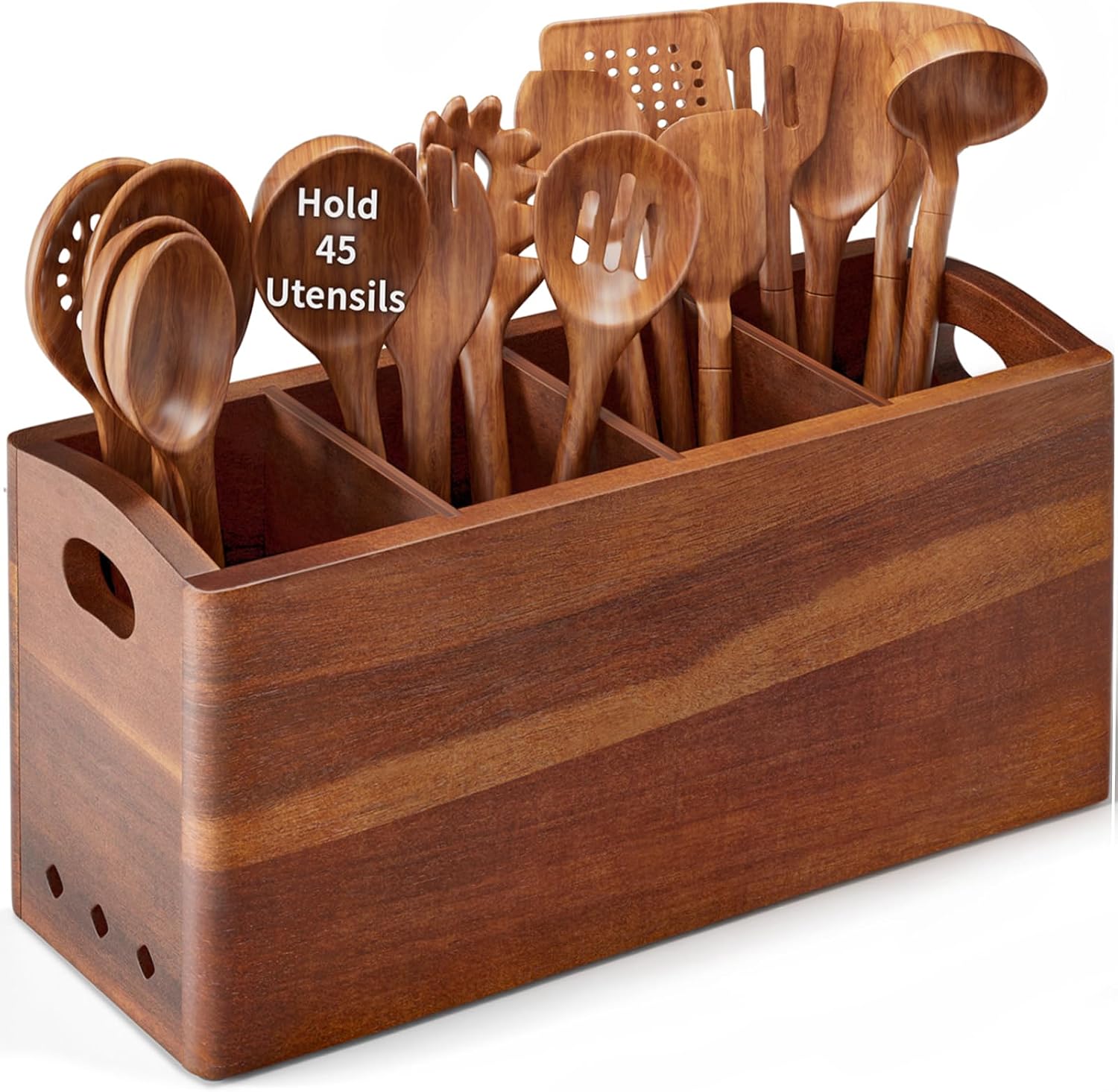 Amazon.com: PrimZooty Natural Acacia Wood Utensil Holder for Kitchen ...