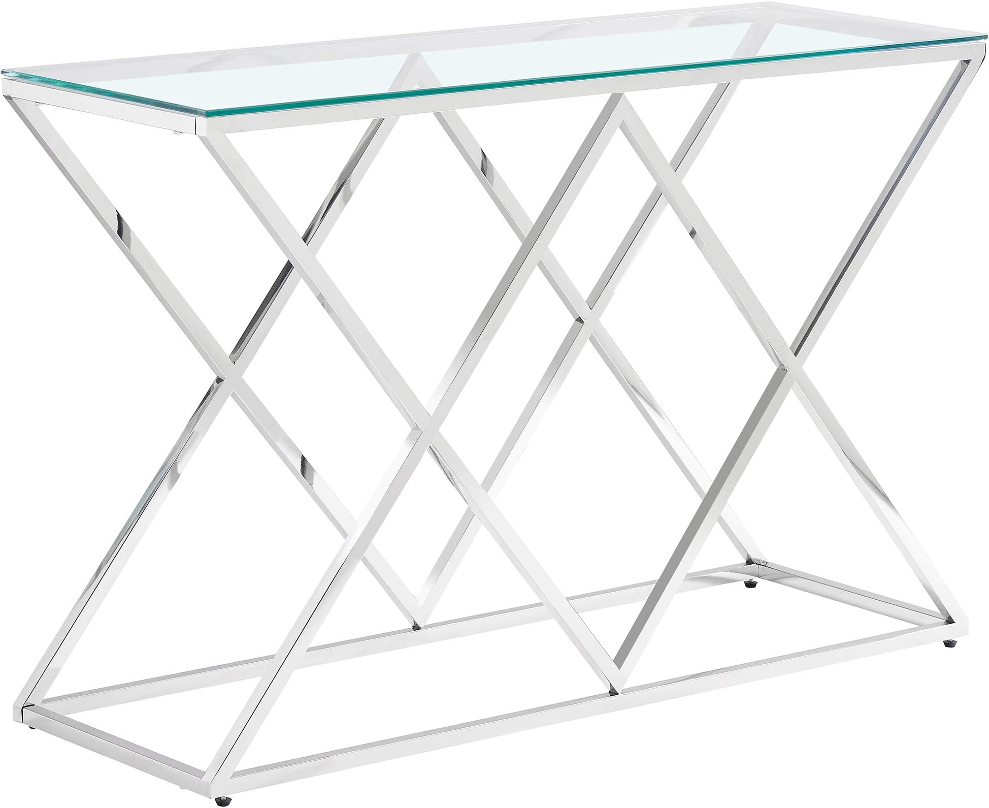 Charles Jacobs Clear Glass Console Table with Mirrored Finish Chrome ...