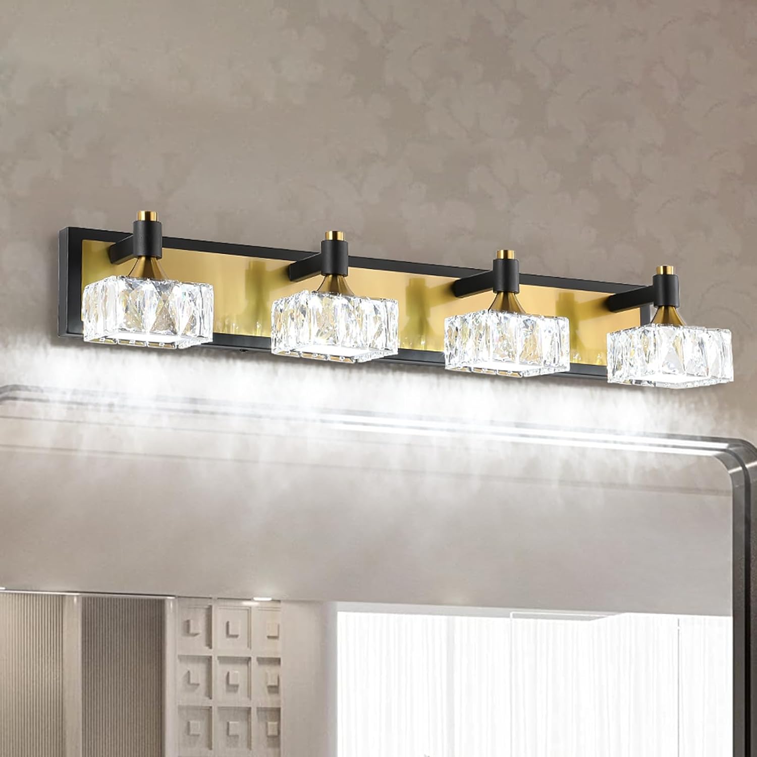 terever 4 Light Bathroom Vanity Light Dimmable LED Black and Gold ...