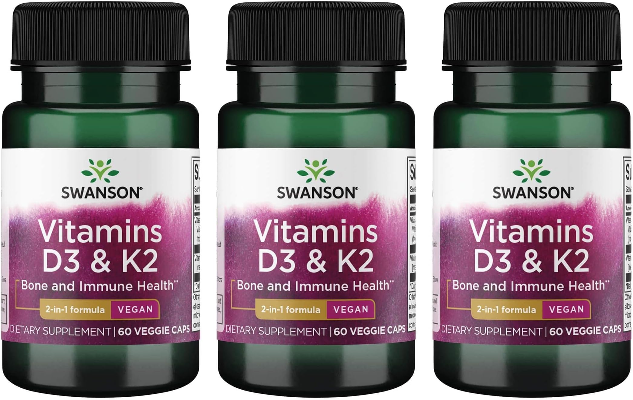 Amazon.com: Swanson Vitamins D3 & K2-2,000 Iu & 75 mcg 60 Veg Caps 3 Pack : Health & Household