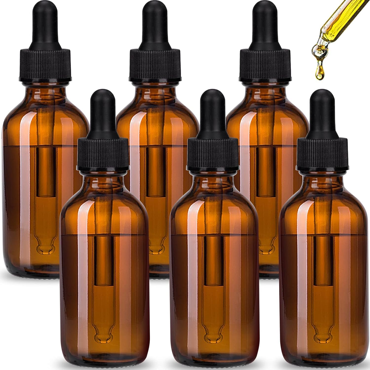 Jhania 6 Pack Dropper Bottles for Essential Oils -100 ml Amber Glass ...