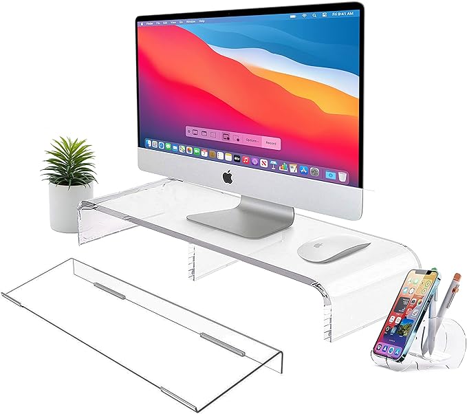 Amazon.com: Clear Acrylic Monitor Stand, Acrylic Laptop Stand, Clear ...