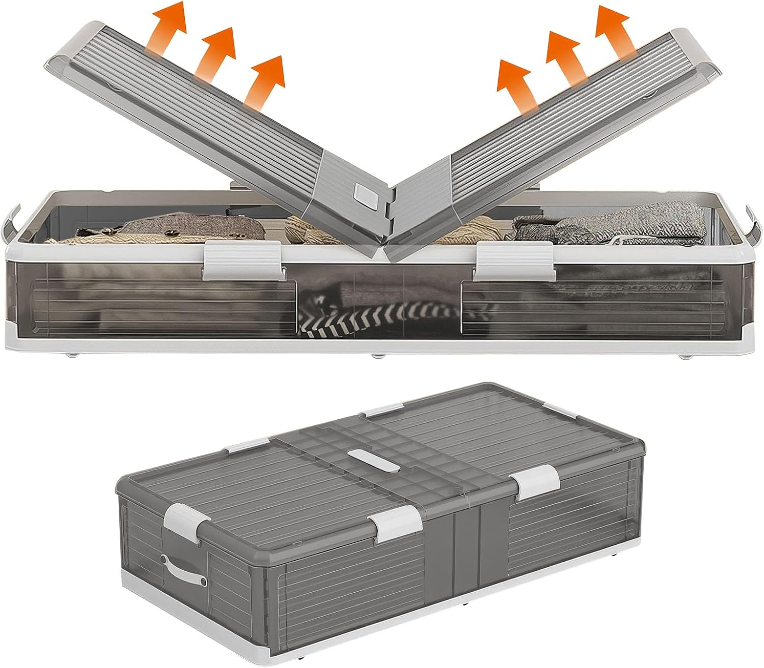 Yzntn Plastic Storage Boxes with Lids, Large Capacity (100 * 52 * 19cm ...