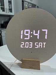 Amazon.com: mooas Full Moon LED Wood Silent Wall Clock with Remote ...