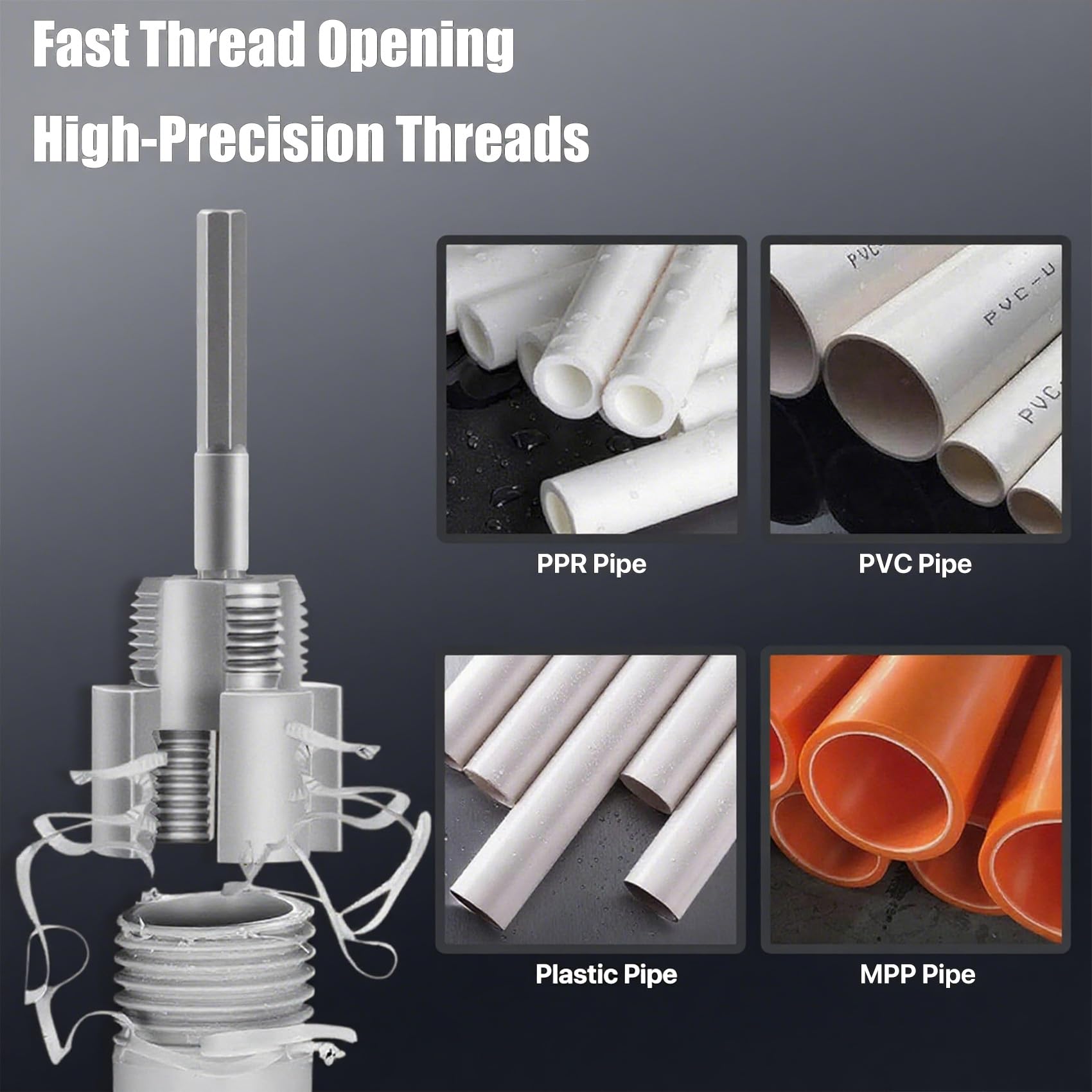 Snapklik.com : 2PCS PVC Pipe Threader Tool Set, 1/2" & 3/4" Internal ...