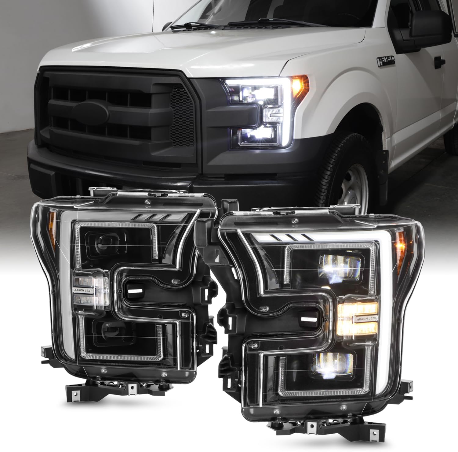 Amazon.com: AKKON - Fit 2015-2017 Ford F150 [Full LED] DRL Sequential ...