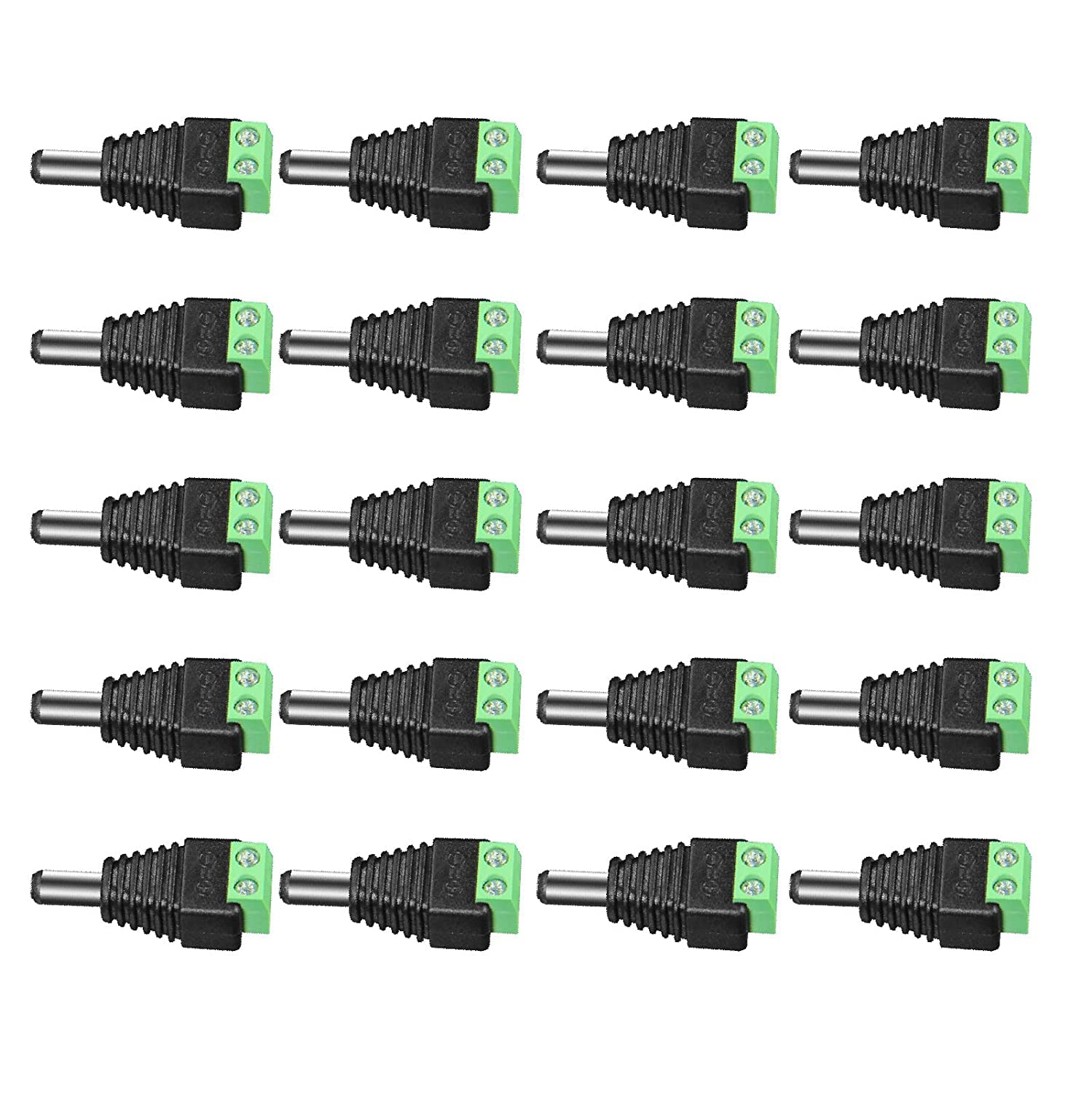 20 PCS Male DC Power Connectors, 12V DC Barrel to Screw Terminal Jack ...