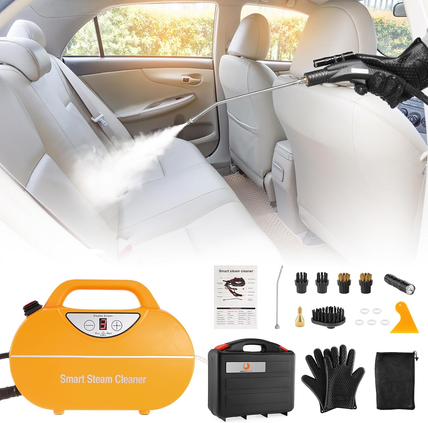 Amazon.com - BEAMNOVA Steam Cleaner for Car Detailing Handheld Steamer ...
