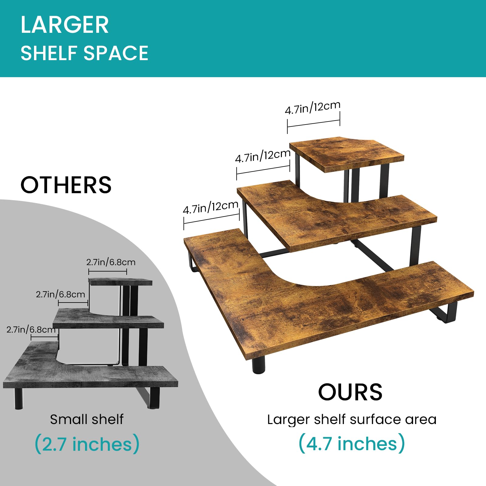 ELITEROO 3 Tier Wooden Retail Display Shelves, Portable Display Rack ...