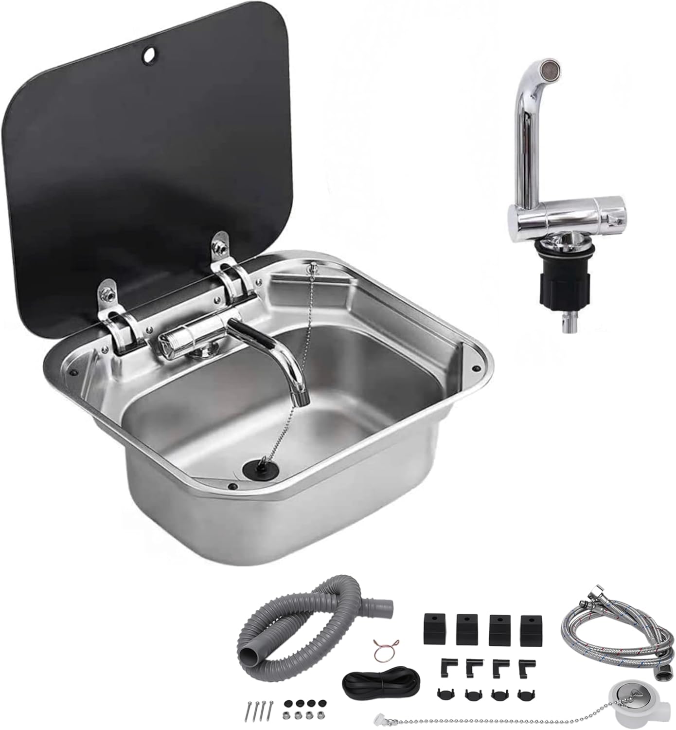 Multi-Purpose Stainless Steel RV Sink with Glass Lid Chile | Ubuy
