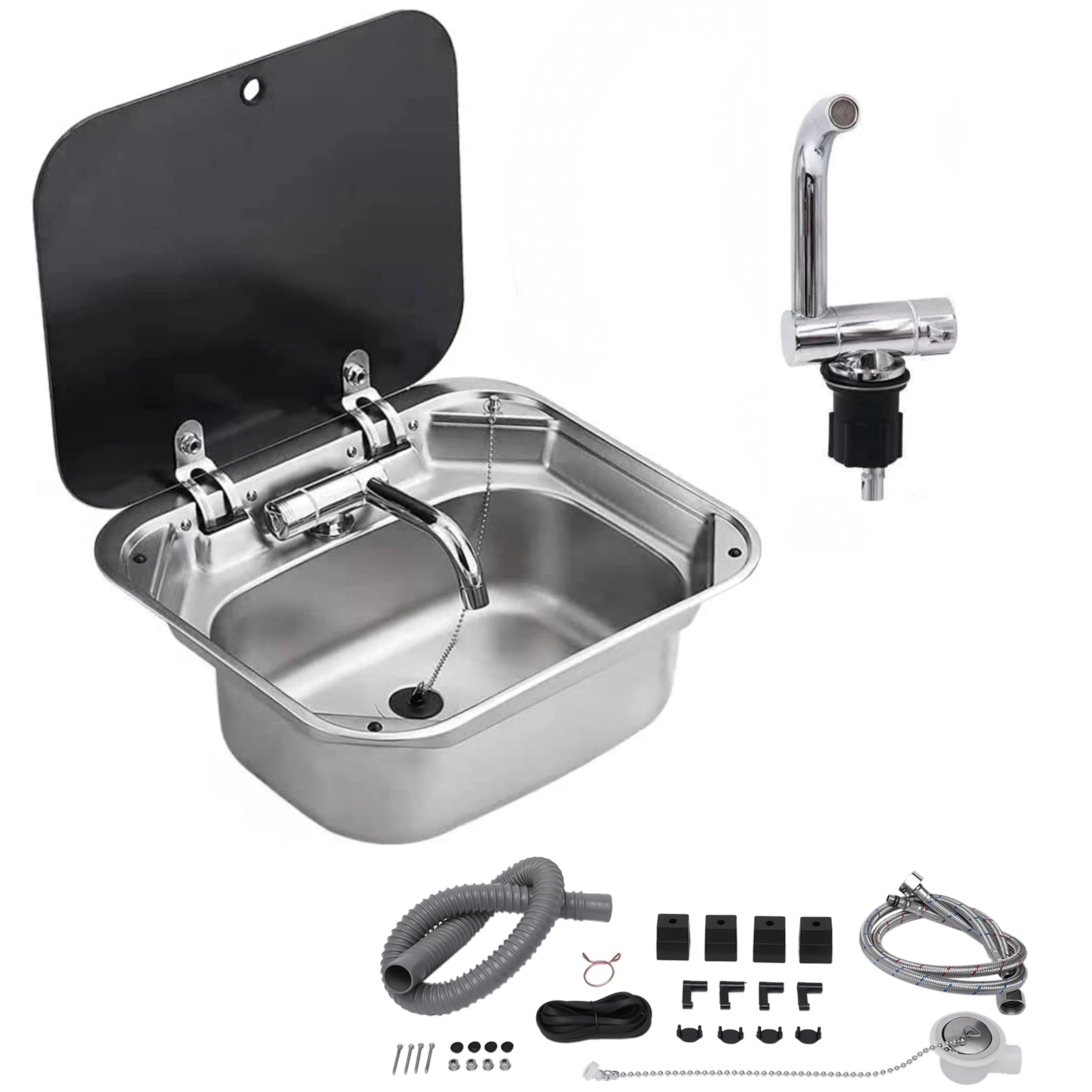 15x17 In Undermount Rv Bar Kitchen Sink Workstation With Folding ...