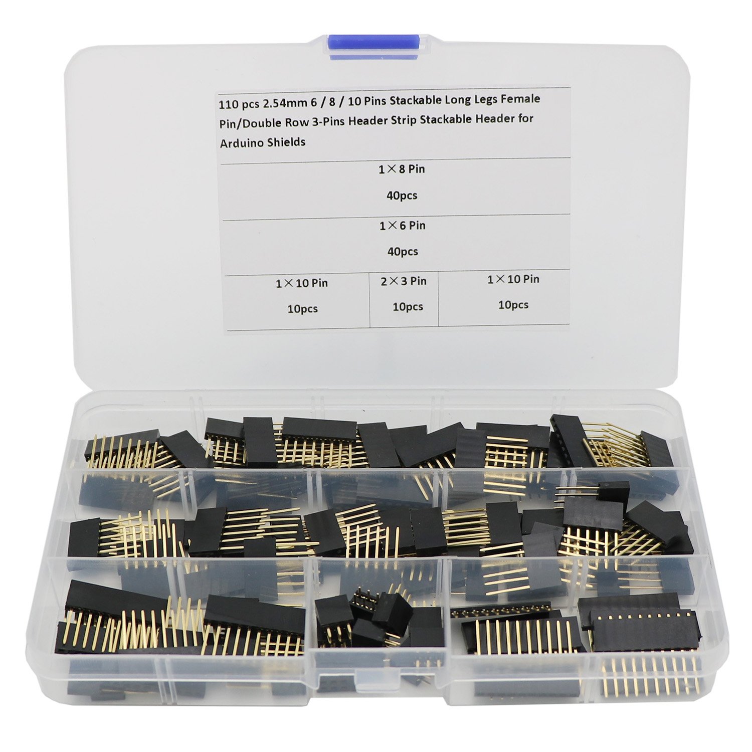 2.54mm Stackable Shield Header Zovfam 110 Pcs 6/8 / 10 Pins and Double ...