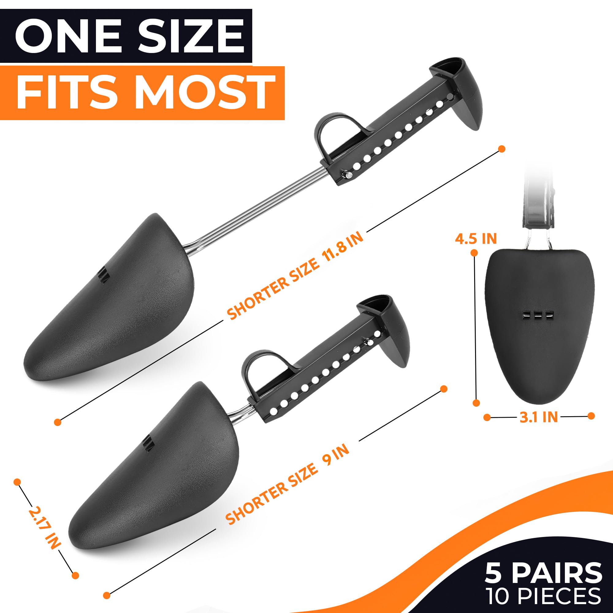 Snapklik.com : 5 Pairs Shoe Trees For Men Size 1013 Adjustable Shoe Tree