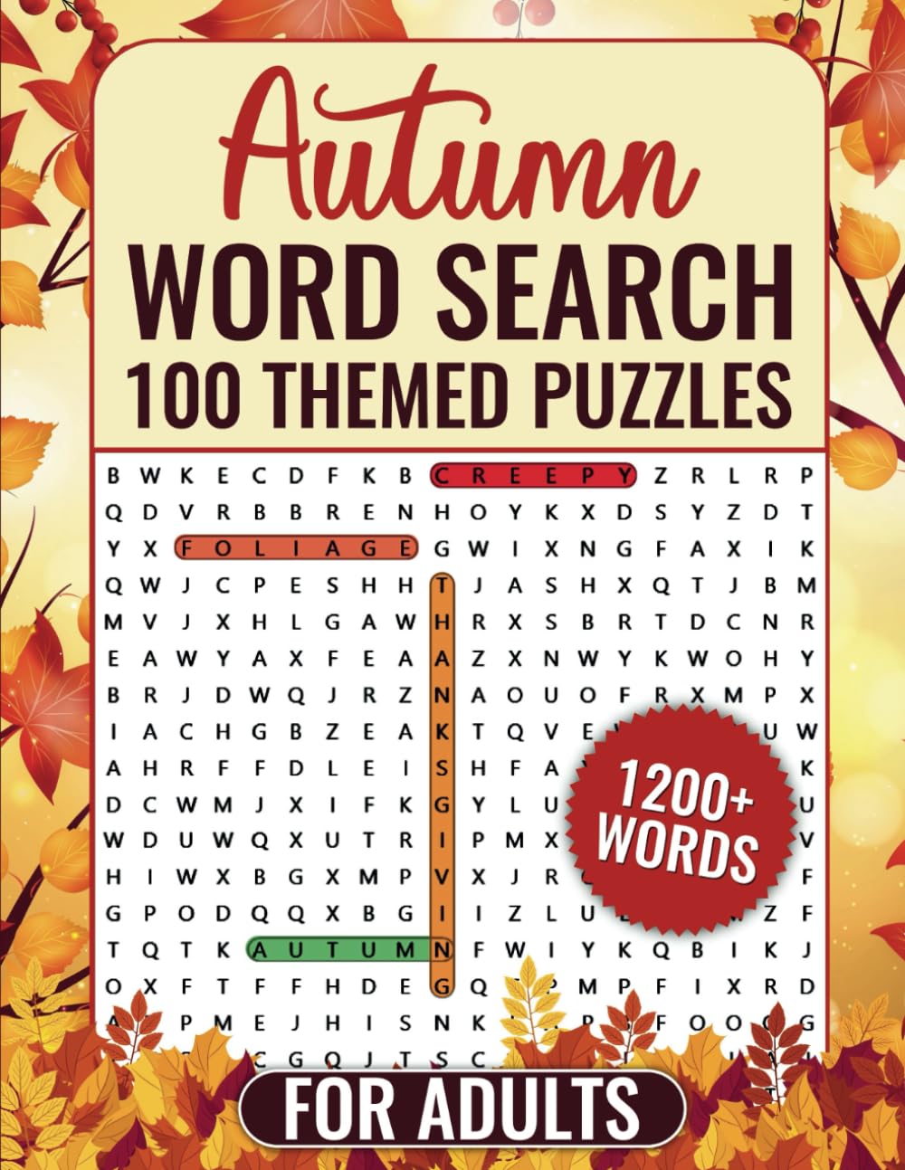Autumn Word Search Puzzle Book For Adults: 100 Autumn Themed Puzzles ...