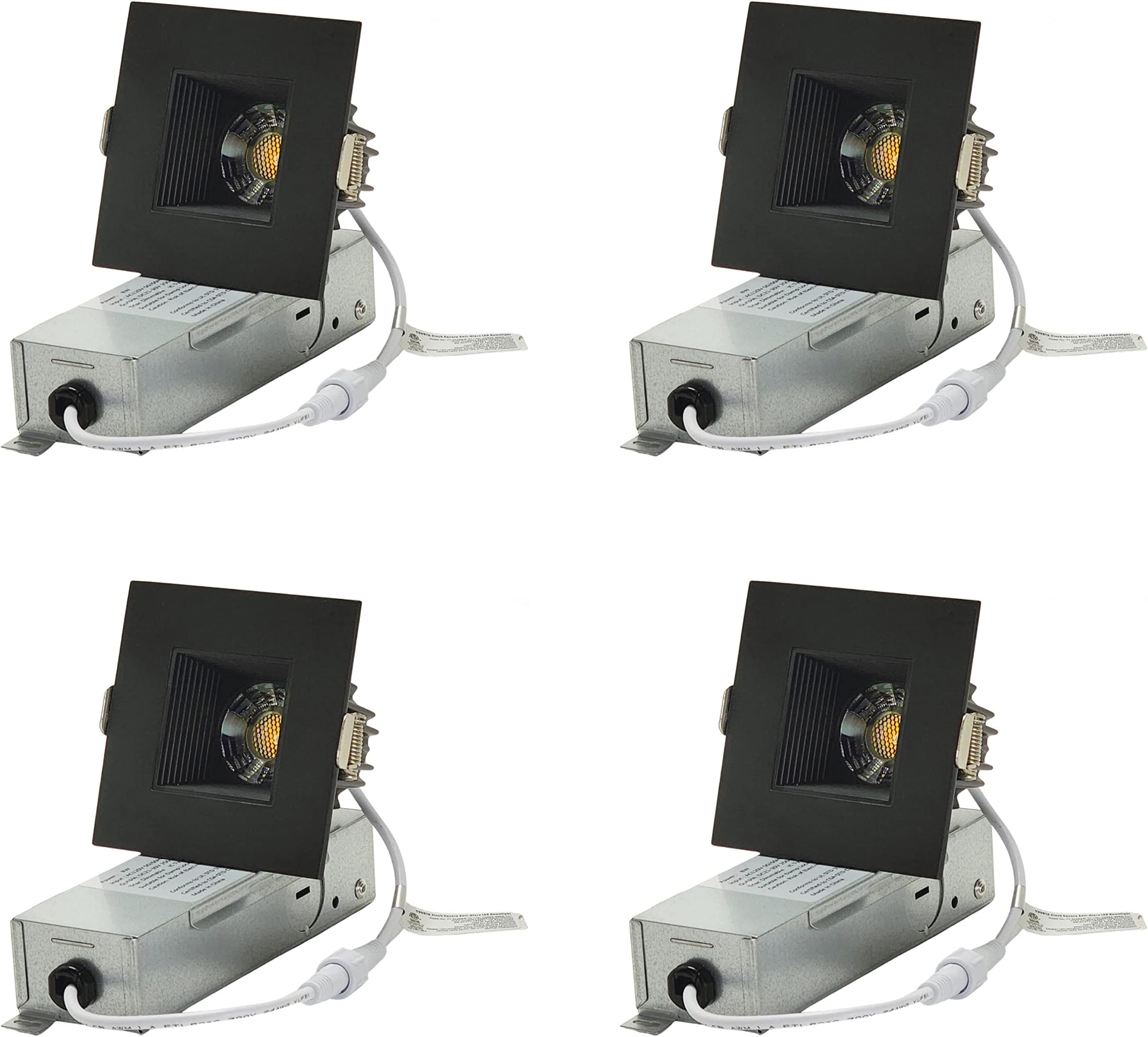 YUURTA 2-Inch 8W Deep Anti Glare Square Black Baffle Recessed Ceiling ...