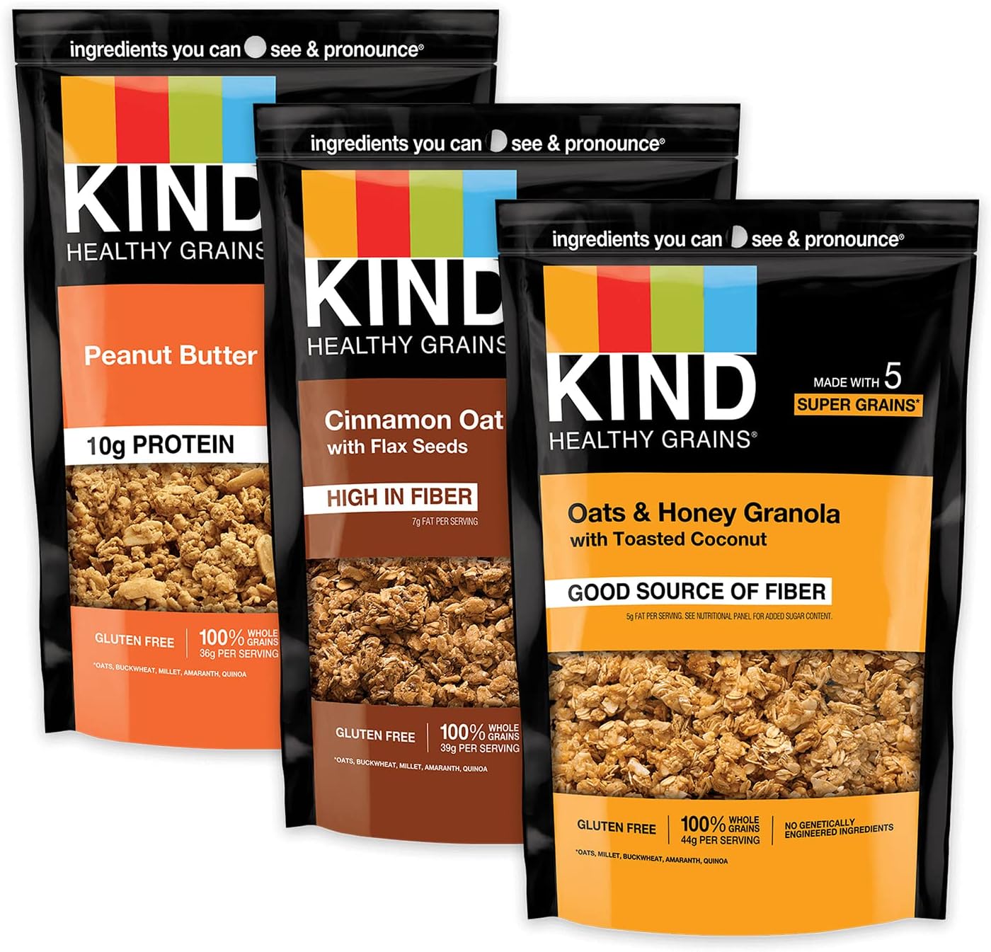 Amazon.com: KIND Healthy Grains Granola, Variety Pack, Peanut Butter ...
