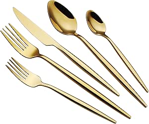 Amazon.com | CHAAMFORGE 20 Piece Luxury Silverware Set for 4 Gold ...