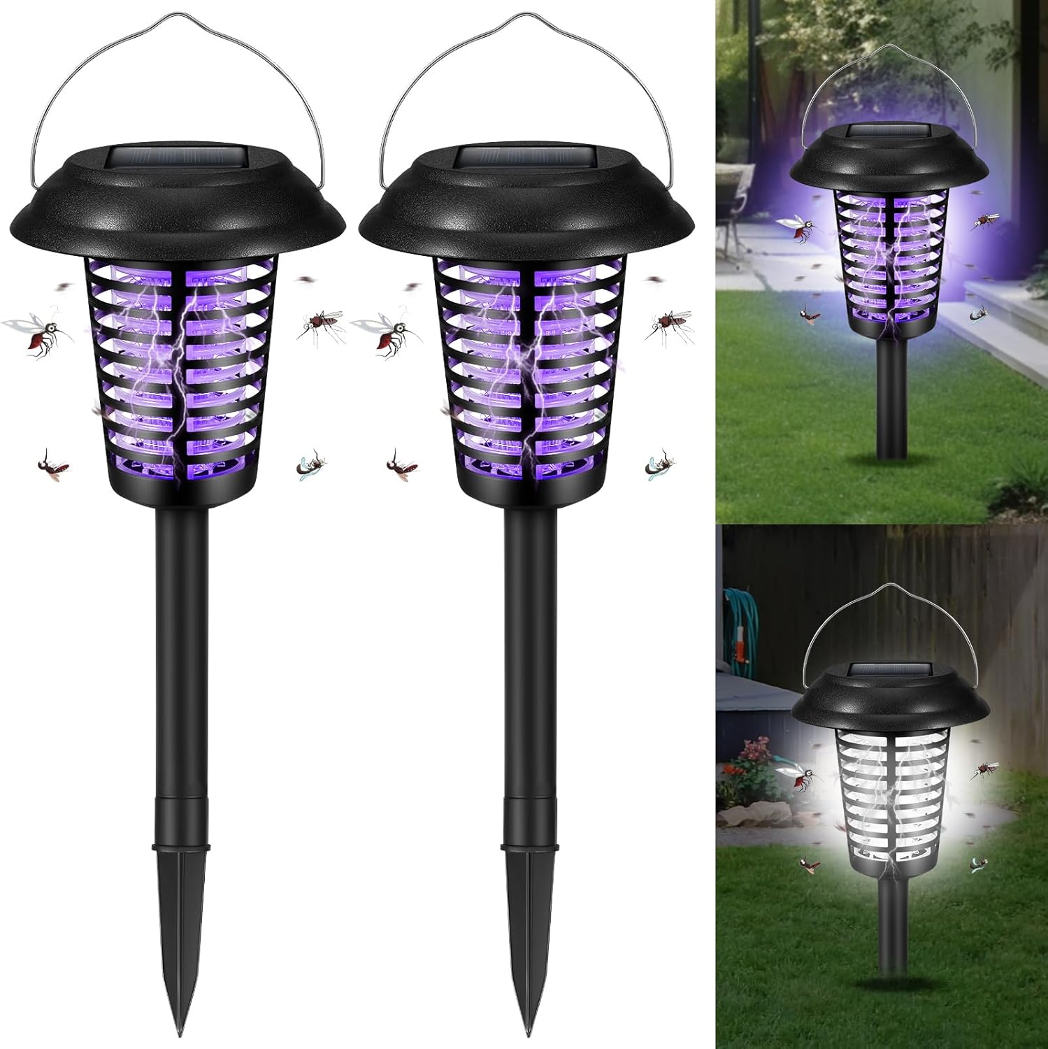 Amazon.com : Jahy2Tech Solar Bug Zapper Outdoor Solar Powered Mosquito ...
