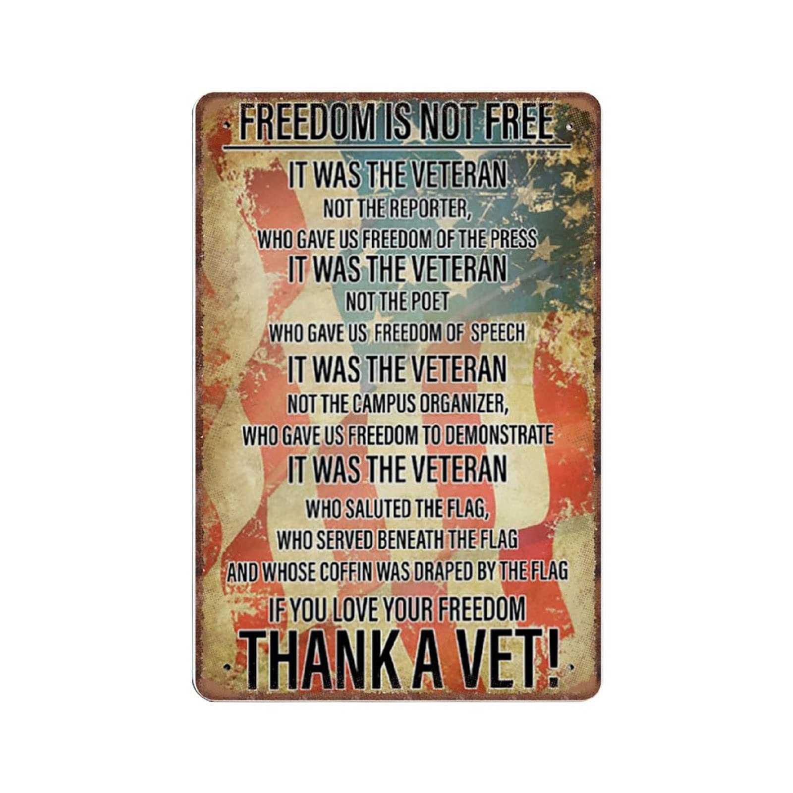 Amazon.com: UOAIUDT Veterans Poster Metal Sign If You Love Your Freedom ...