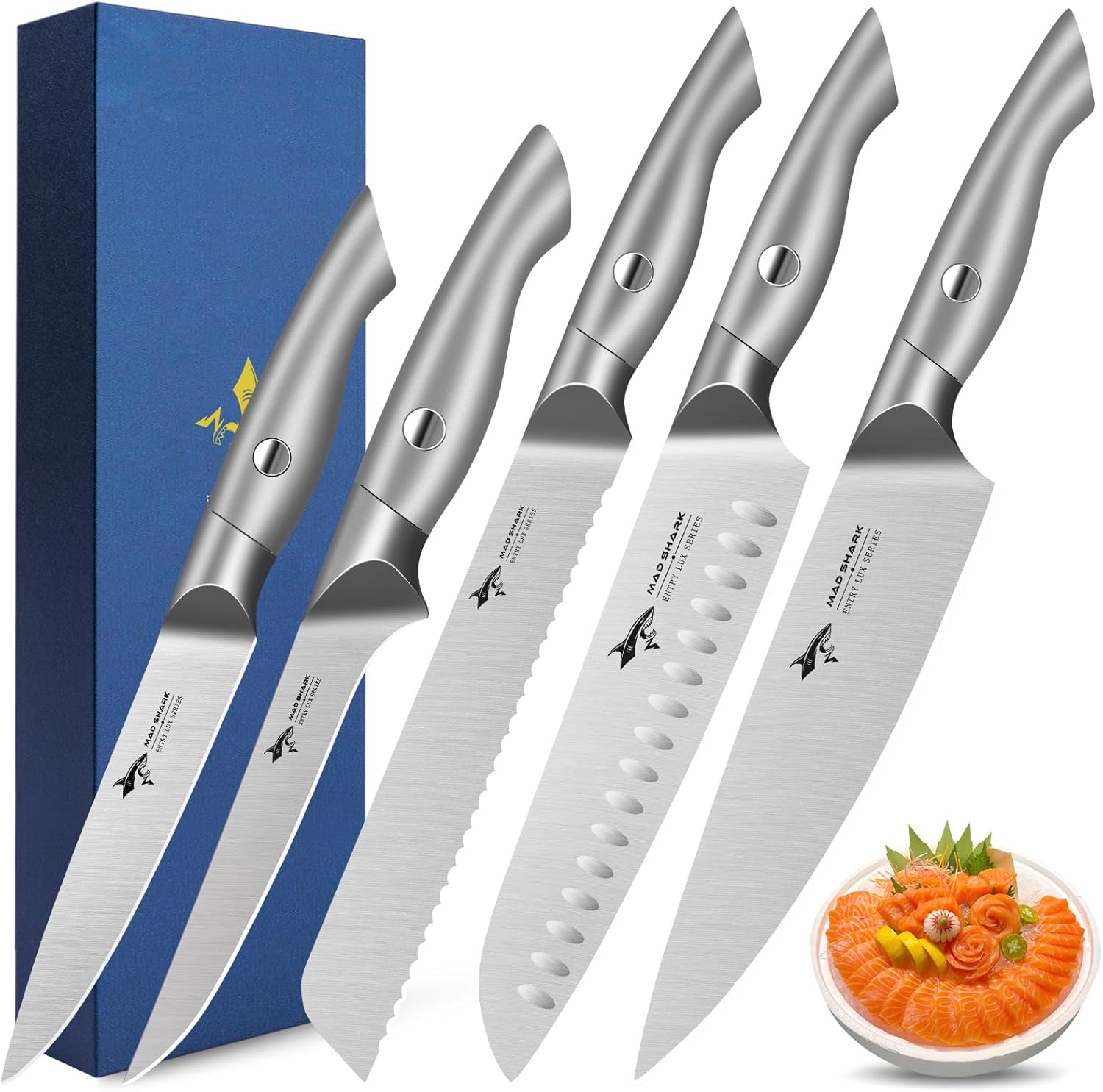 Amazon.com: MAD SHARK Kitchen Knife Set, Razor Sharp Knife Set ...