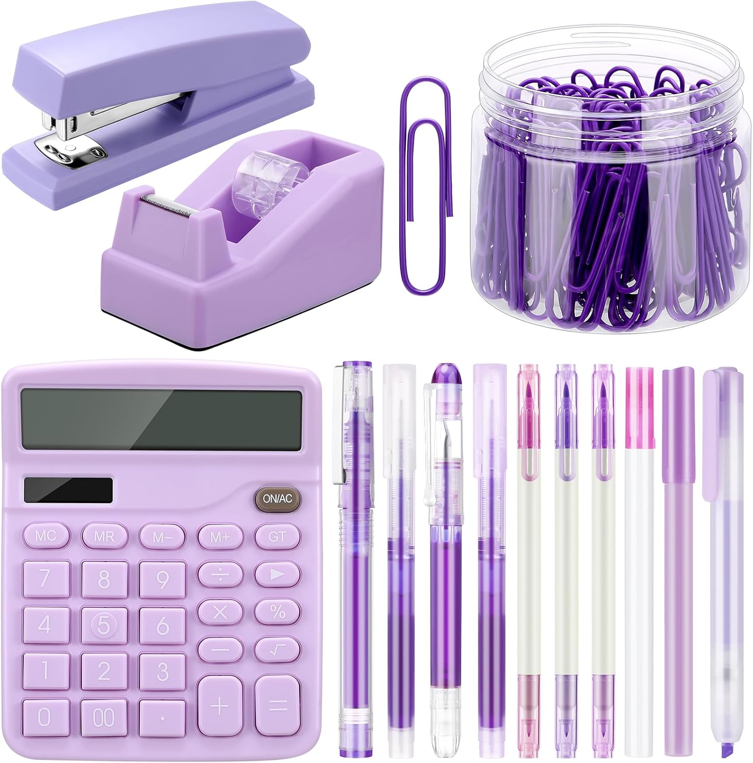 Amazon.com: Kosiz 14 Set Purple Office Accessories Purple Gift Desk ...