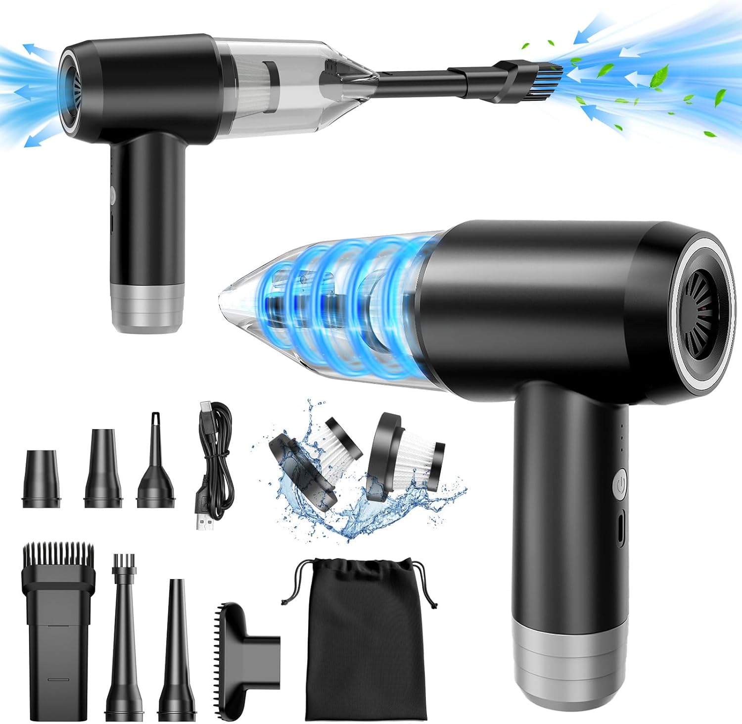 Handheld Vacuum Cleaner, 12000pa Cordless Car Vacuum Cleaner, USB ...
