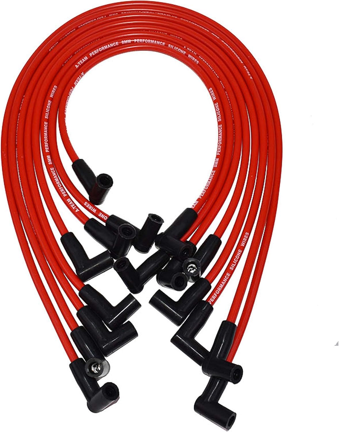 A-Team Performance 8.0mm Red Silicone Spark Plug Wires Compatible with ...
