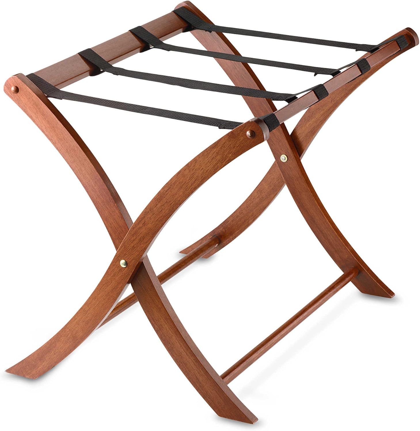 Amazon.com: Foldable Solid Wood Frame Luggage Rack in Walnut : Home ...