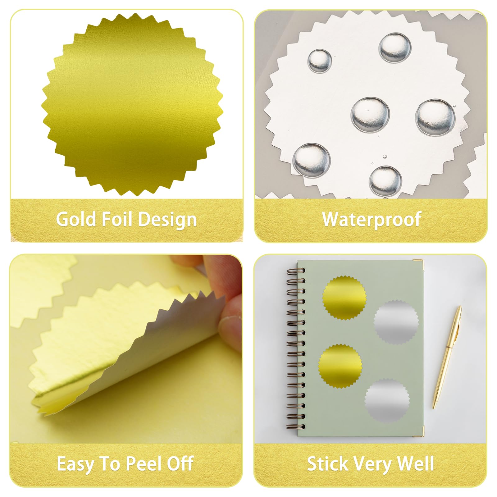 Snapklik.com : Anwyll Embossing Stickers,200Pcs 2 Gold Silver Foil ...