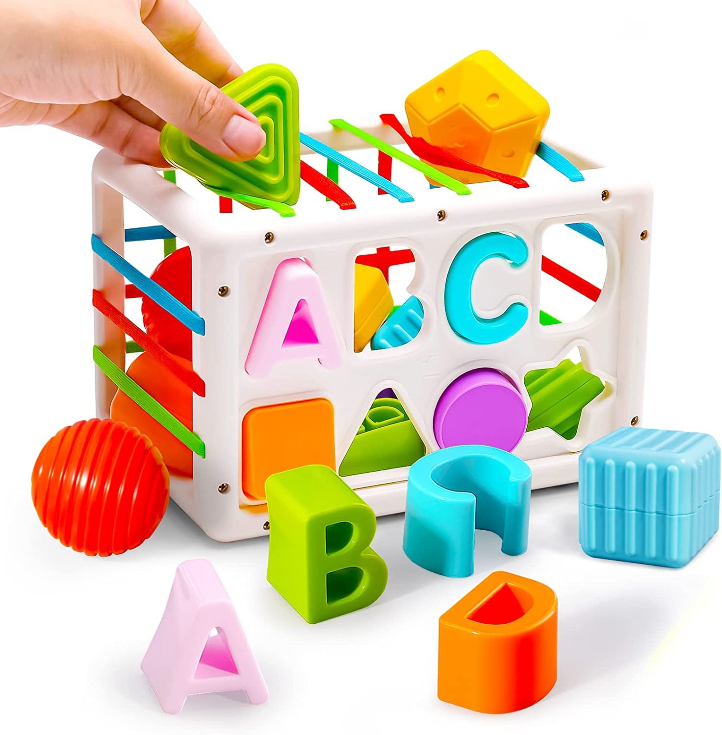 ADKD Shape Sorter Toy for Babies Colorful Elastic Bands Montessori Toys ...