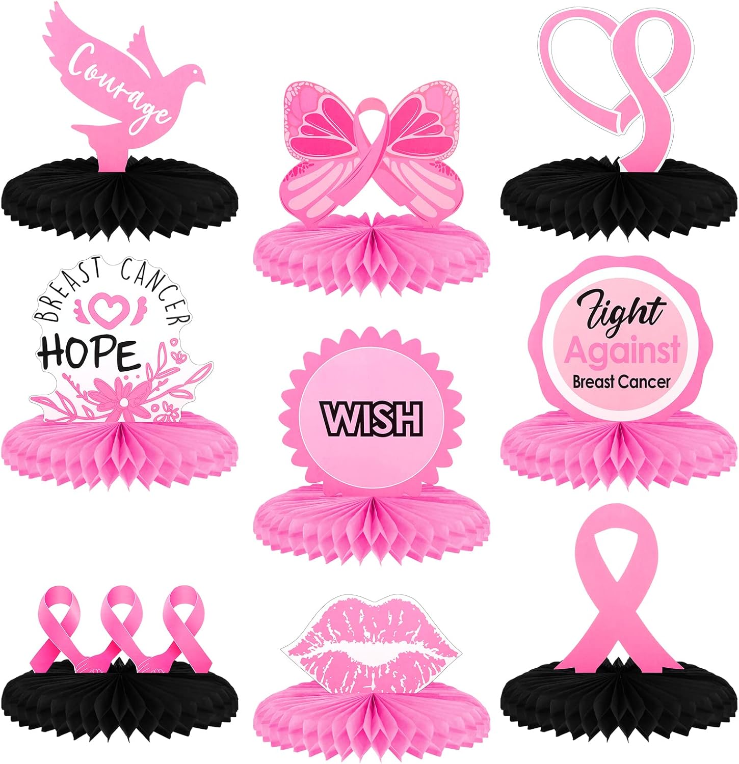 9 Pcs Breast Cancer Awareness Table Centerpiece Breast Cancer Party ...